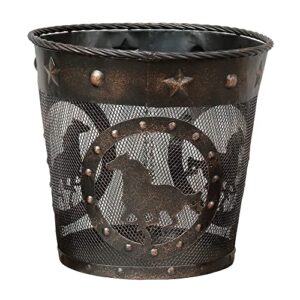 black forest decor western horse metal waste basket