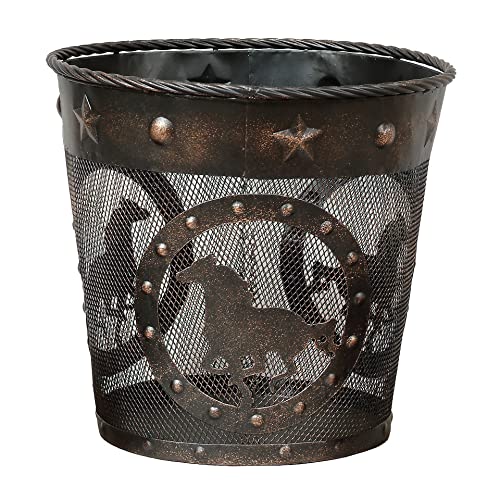 BLACK FOREST DECOR Western Horse Metal Waste Basket