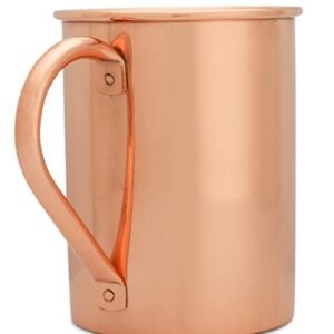 Copper Mules Moscow Mule PURE Copper Mug Handcrafted of 100% Pure THICK Copper - Straight Smooth Finish - RAW Copper Interior - Authentic and Strong Riveted Handle - Holds 16 ounces