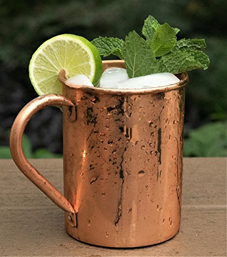 Copper Mules Moscow Mule PURE Copper Mug Handcrafted of 100% Pure THICK Copper - Straight Smooth Finish - RAW Copper Interior - Authentic and Strong Riveted Handle - Holds 16 ounces