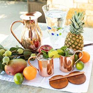 Copper Mules Moscow Mule PURE Copper Mug Handcrafted of 100% Pure THICK Copper - Straight Smooth Finish - RAW Copper Interior - Authentic and Strong Riveted Handle - Holds 16 ounces