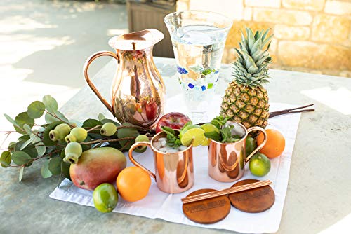 Copper Mules Moscow Mule PURE Copper Mug Handcrafted of 100% Pure THICK Copper - Straight Smooth Finish - RAW Copper Interior - Authentic and Strong Riveted Handle - Holds 16 ounces