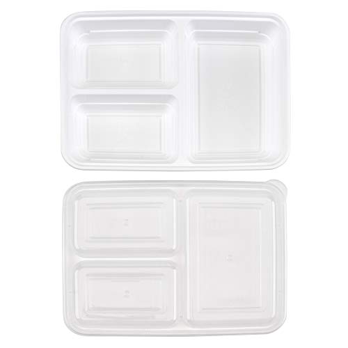 Good Cook Meal Prep, 3 Compartments BPA Free, Microwavable/Dishwasher/Freezer Safe, White