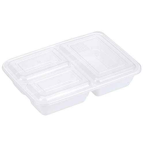 Good Cook Meal Prep, 3 Compartments BPA Free, Microwavable/Dishwasher/Freezer Safe, White