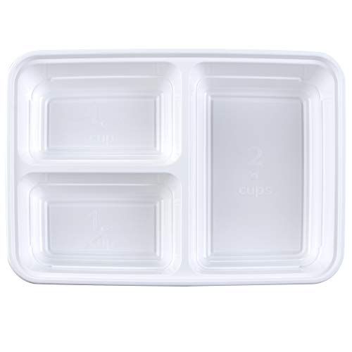 Good Cook Meal Prep, 3 Compartments BPA Free, Microwavable/Dishwasher/Freezer Safe, White