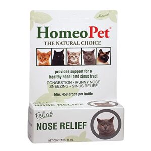 homeopet feline nose relief natural pet medicine, nasal and sinus-tract support for cats of all ages, 15 milliliters