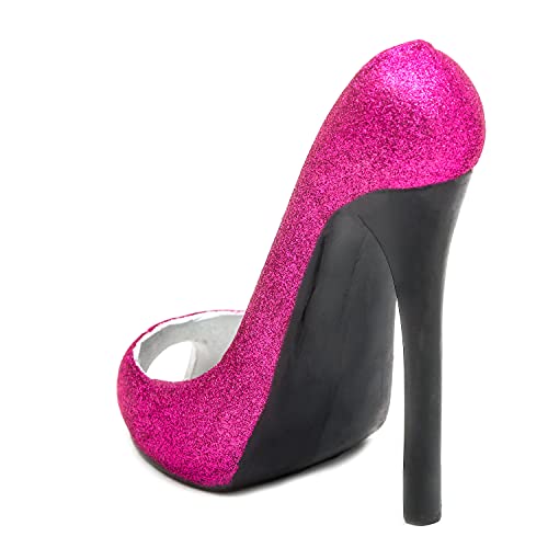 Hilarious Home High Heel Wine Bottle Holder - Stylish Conversation Starter Wine Rack (Pink Glitter)