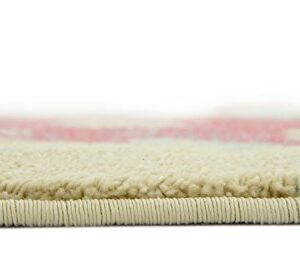 Unique Loom Estrella Collection Light Colors, Abstract, Modern, Vibrant Area Rug, 5 ft x 8 ft, Pink/Ivory