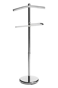 premier housewares chrome floor standing clothes valet - silver