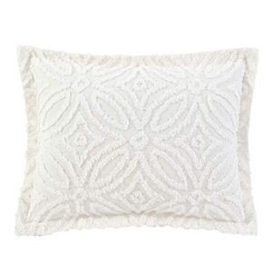 beatrice home fashions wedding ring chenille, standard sham, ivory