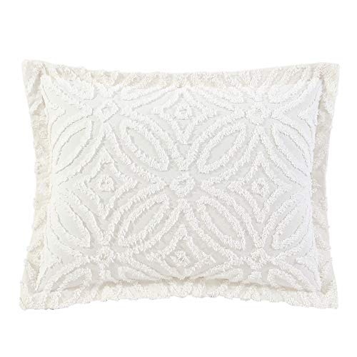 Beatrice Home Fashions Wedding Ring Chenille, Standard Sham, Ivory