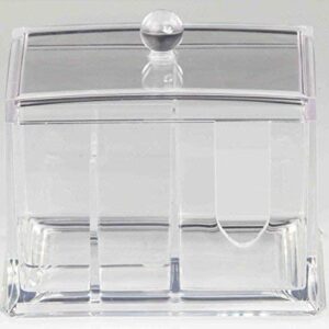 Home Basics Cotton Ball And Cotton Swab Holder With Cosmetic Pad Organizer, One Piece Lid, Q-tip Stand, Clear