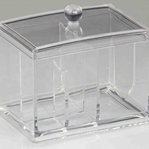 Home Basics Cotton Ball And Cotton Swab Holder With Cosmetic Pad Organizer, One Piece Lid, Q-tip Stand, Clear