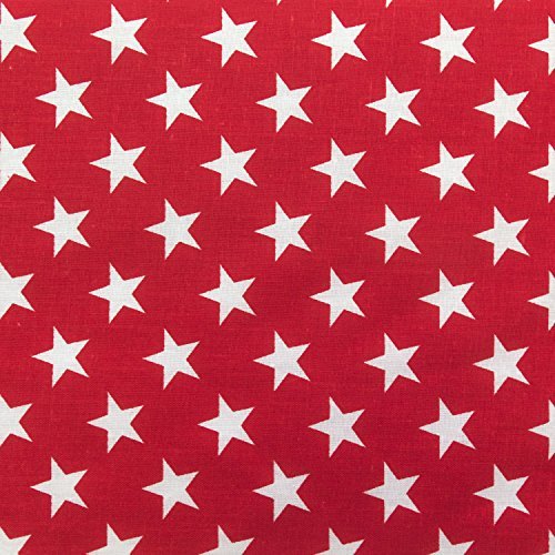 The Fabric Exchange Stars Print Poly Cotton 60 Inch Fabric by The Yard (Red)