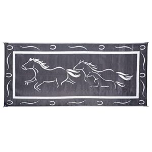 stylish camping gh8111 black/white 8-feet x11-feet galloping horses mat