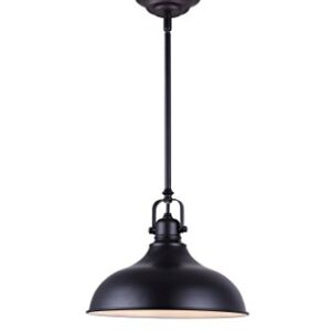 CANARM LPL103A01BK Sussex Integrated LED 1 Light Pendant with Metal Shade, Black