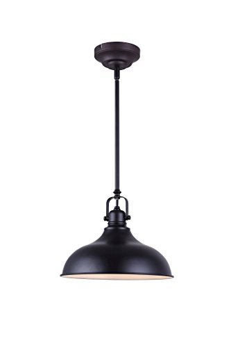 CANARM LPL103A01BK Sussex Integrated LED 1 Light Pendant with Metal Shade, Black