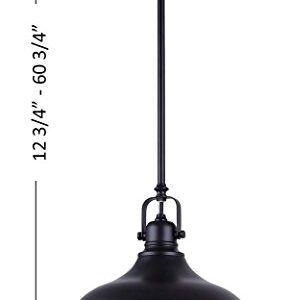 CANARM LPL103A01BK Sussex Integrated LED 1 Light Pendant with Metal Shade, Black