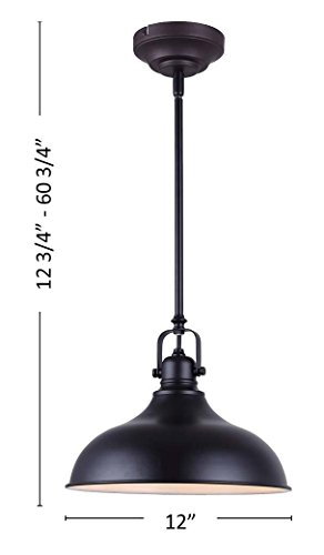 CANARM LPL103A01BK Sussex Integrated LED 1 Light Pendant with Metal Shade, Black