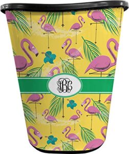 rnk shops pink flamingo waste basket - single sided (black) (personalized)