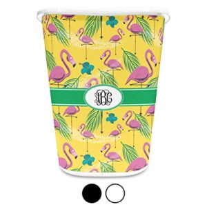 RNK Shops Pink Flamingo Waste Basket - Single Sided (Black) (Personalized)