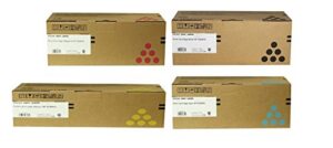 ricoh sp c252ha toner cartridge kit for sp c252dn /sp c252sf printers, consists of black (407653), cyan (407654) magenta, (407655), yellow (407656), yields up to 6500 pages