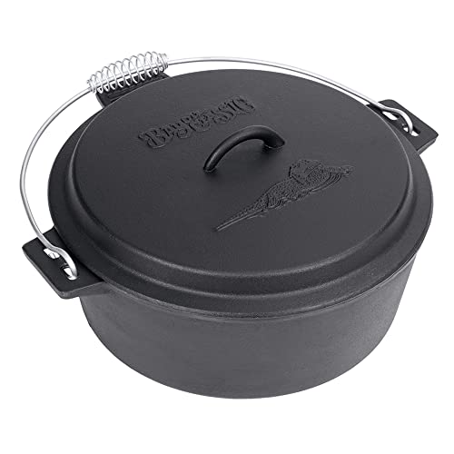 Bayou Classic 10-qt Pre-Seasoned Cast Iron Chicken Fryer Features Cast Iron Domed Lid Cool Touch Coil Handle Perfect for Frying Chicken & Fish Slow Simmering Batches of Chili Stew and Jambalaya