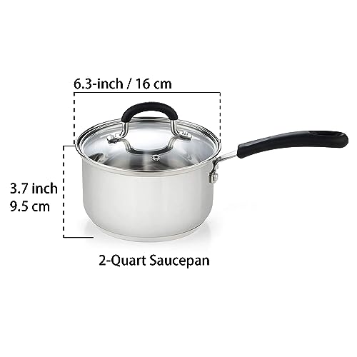 Cook N Home Professional Saucepan, 2QT, Steel