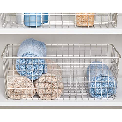 iDesign Classico Wire Storage Basket, Satin Silver, 16 x 9 x 6 Inch, 1 Piece