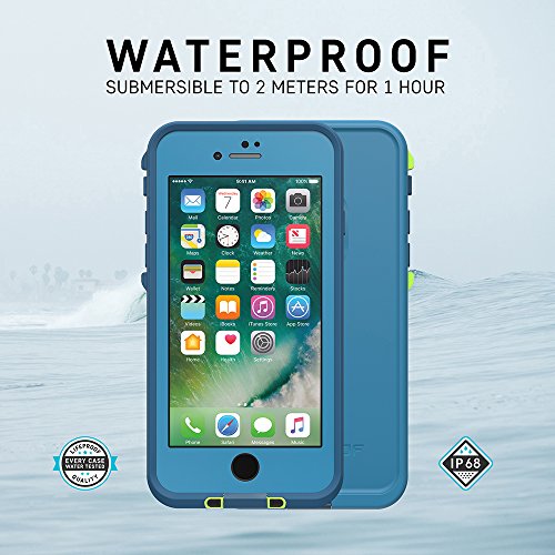 LifeProof iPhone SE (2nd gen - 2020) and iPhone 8/7 (NOT PLUS) FRĒ Series Case - NIGHT LITE (BLACK/LIME), waterproof IP68, built-in screen protector, port cover protection, snaps to MagSafe