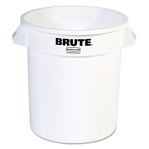 Rubbermaid Commercial RCP 2610 WHI Round Brute Container, Plastic, 10 gal, White