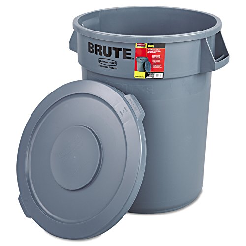 Rubbermaid Commercial 863292GRA Brute Container All-Inclusive, Round, Plastic, 32 gal, Gray