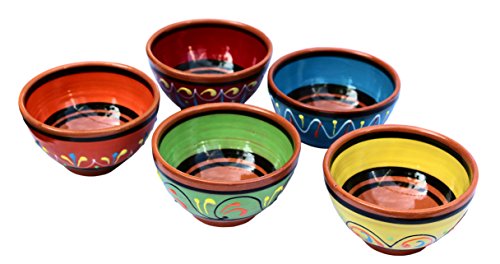 Cactus Canyon Ceramics Spanish Terracotta 5-Piece Small Salsa Bowl Set (European Size), Multicolor