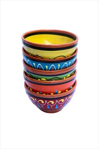 Cactus Canyon Ceramics Spanish Terracotta 5-Piece Small Salsa Bowl Set (European Size), Multicolor