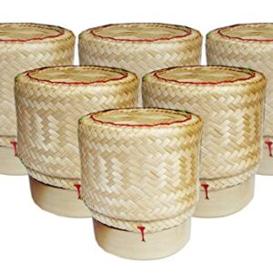 Thai Sticky Rice Basket Size 3 Inches (Pack of 6) Handmade Bamboo Rice Container