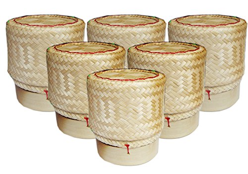 Thai Sticky Rice Basket Size 3 Inches (Pack of 6) Handmade Bamboo Rice Container