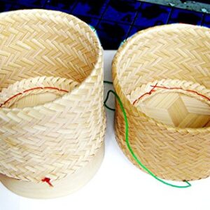 Thai Sticky Rice Basket Size 3 Inches (Pack of 6) Handmade Bamboo Rice Container