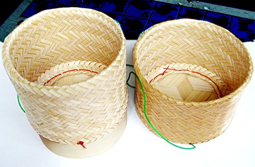 Thai Sticky Rice Basket Size 3 Inches (Pack of 6) Handmade Bamboo Rice Container