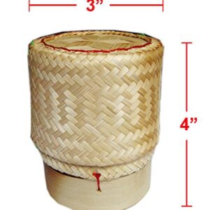 Thai Sticky Rice Basket Size 3 Inches (Pack of 6) Handmade Bamboo Rice Container