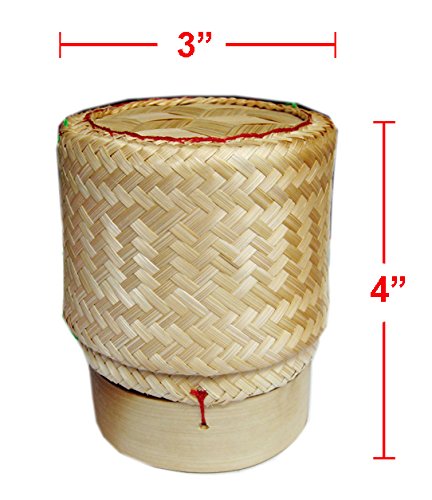 Thai Sticky Rice Basket Size 3 Inches (Pack of 6) Handmade Bamboo Rice Container