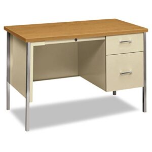 hon 34002rcl right pedestal metal desk, 45-1/4w x 24d x 29-1/2h, harvest/putty