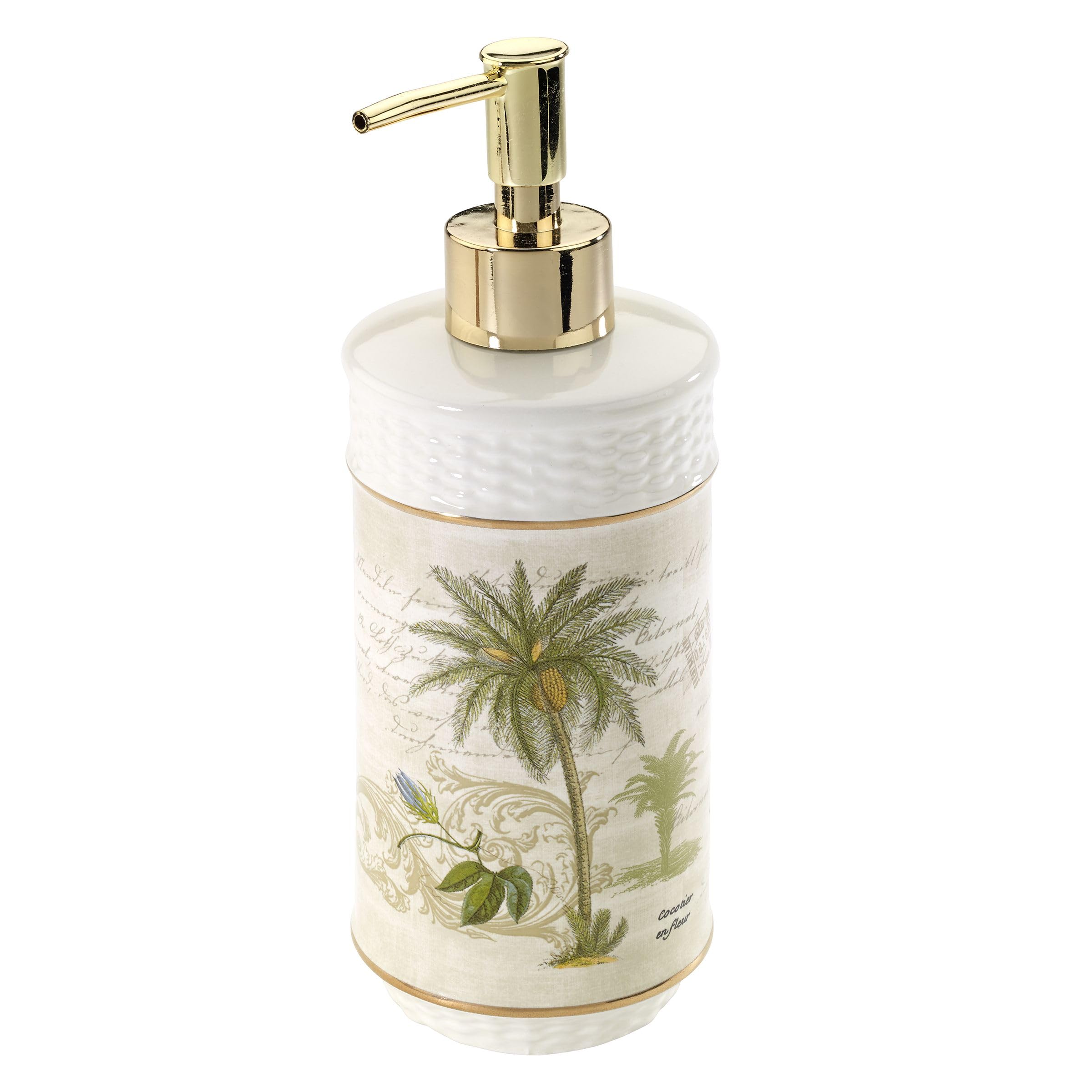 Avanti Linens - Soap Dispenser/Lotion Pump, Tropical Inspired Bathroom Accessories (Colony Palm Collection)