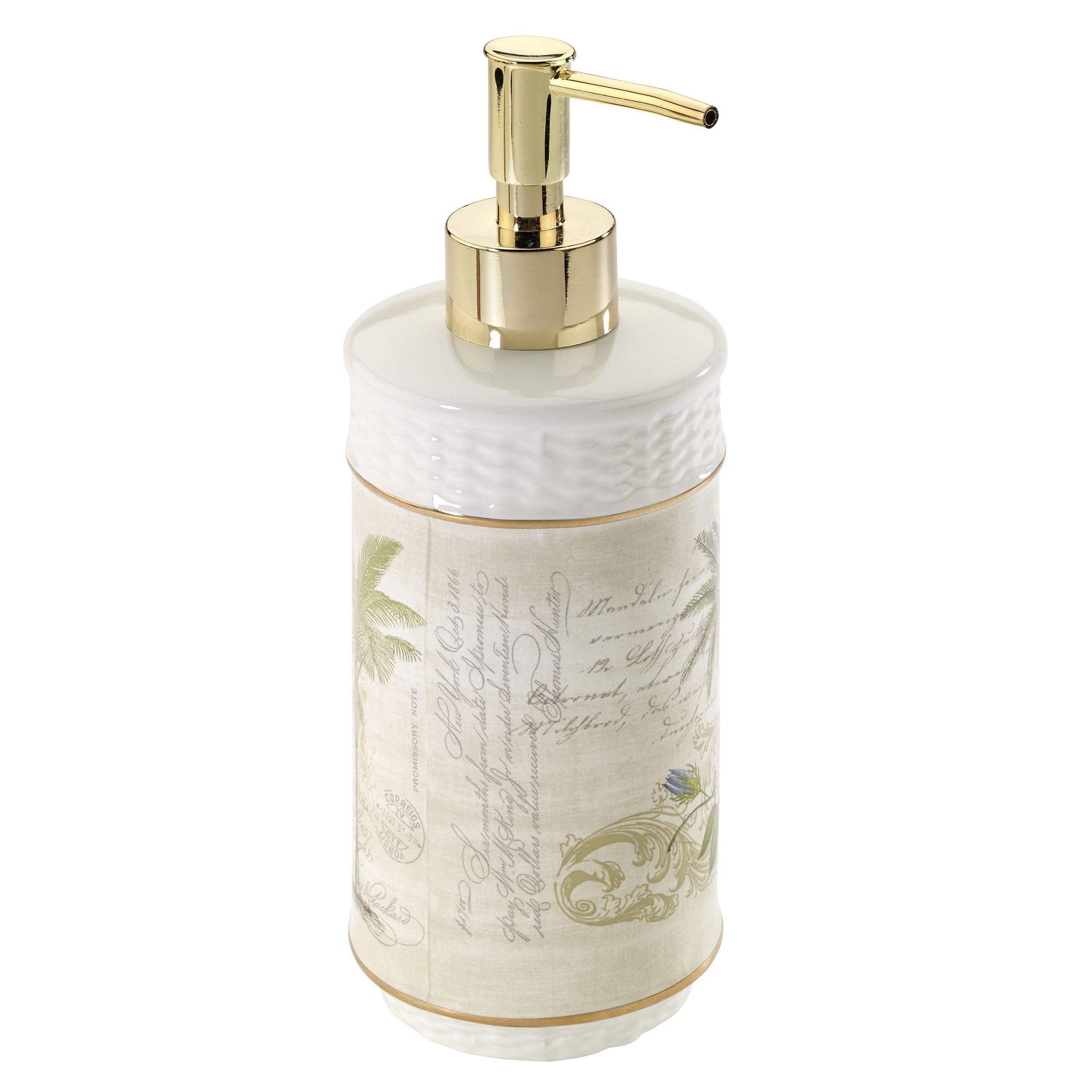 Avanti Linens - Soap Dispenser/Lotion Pump, Tropical Inspired Bathroom Accessories (Colony Palm Collection)