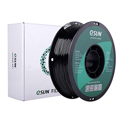 eSUN 3D 1.75mm PETG Black Filament 1kg (2.2lb), PETG 3D Printer Filament, Dimensional Accuracy +/- 0.03 mm, 1.75mm Solid Opaque Black