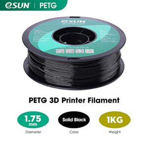 eSUN 3D 1.75mm PETG Black Filament 1kg (2.2lb), PETG 3D Printer Filament, Dimensional Accuracy +/- 0.03 mm, 1.75mm Solid Opaque Black