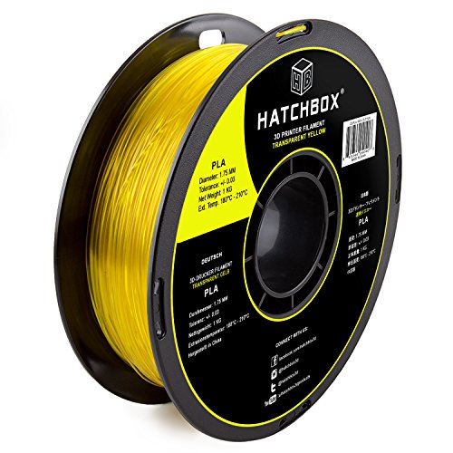 HATCHBOX PLA 3D Printer Filament, Dimensional Accuracy +/- 0.03 mm, 1 kg Spool, 1.75 mm, Transparent Yellow