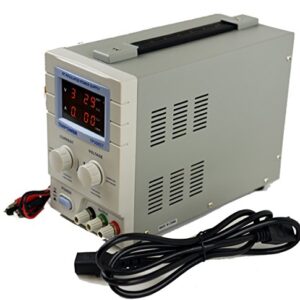 Tekpower TP3005T Variable Linear DC Power Supply, 0-30V @ 0-5A with Alligator Test Leads (110V Input)