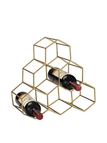 Elk Home Angular Study Hexagonal Wine Rack, Gold