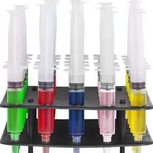 EZ-Inject Tray and Racking Stand for Jello Shot Syringes - Lightweight & Durable Plastic Tray for 2.5oz Large Syringe Shots - Holds 25 Syringes for Jello Shots Drinking Game Holiday & Halloween Party