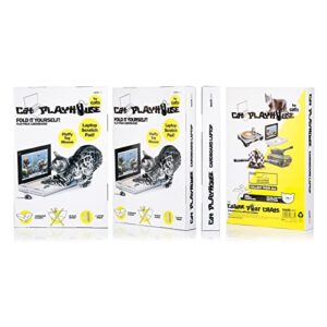 Suck UK | Cat Scratch Laptop | Cat Scratcher Laptop with Fluffy 'Mouse' | Interactive Cat Toys | Paw Over Social Media & Catch up on The Mews | Kitten Toys & Cat Scratch Pads |